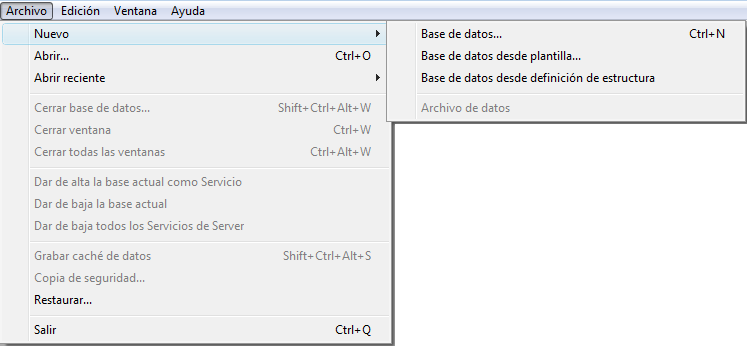4D Doc Center : Crear o abrir una base 4D Server